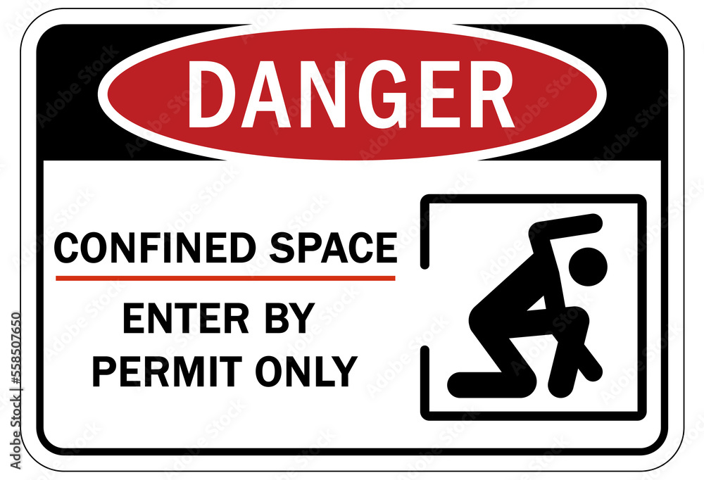 Confined space sign and labels enter by permit only Stock Vector ...
