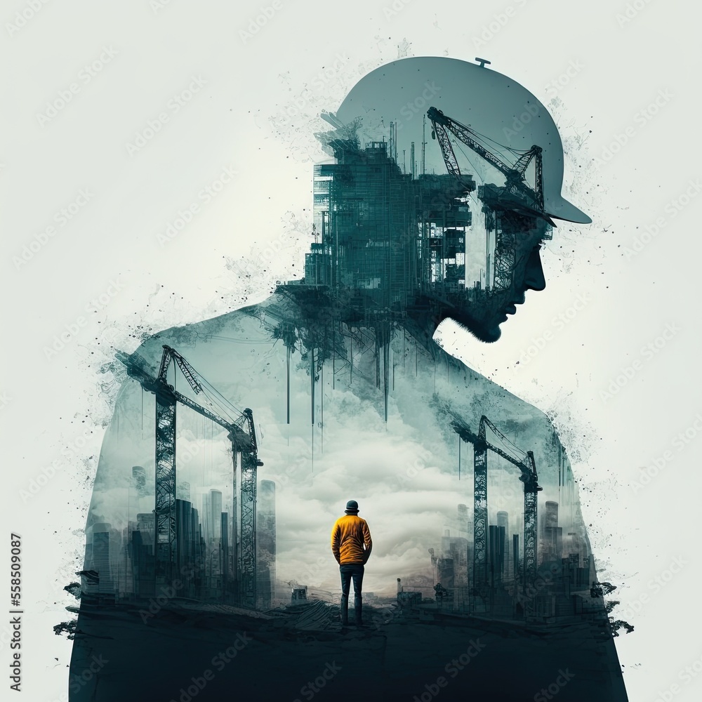 ภาพประกอบสต็อก Civil engineering the future, building engineer ...