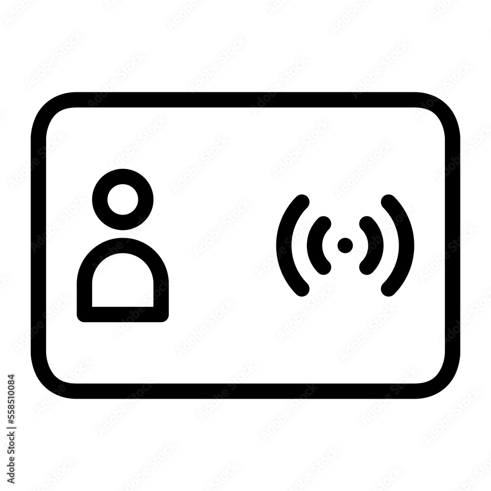 Isolated smart card in outline icon on white background. Key card, rfid ...
