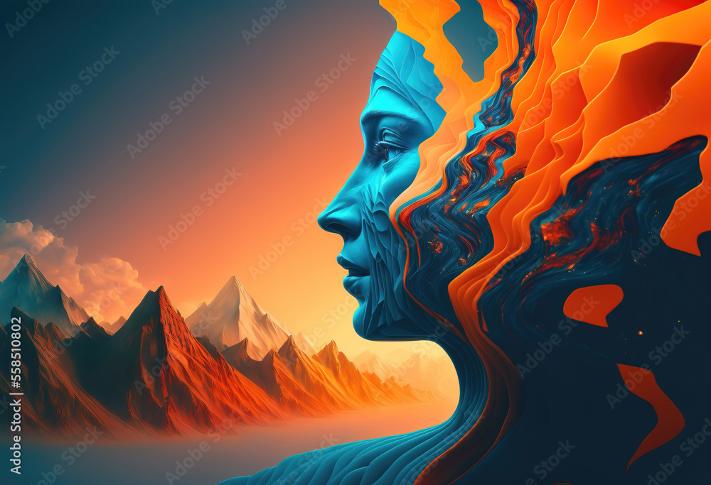 Abstract face. sketch art for artist creativity and inspiration ...