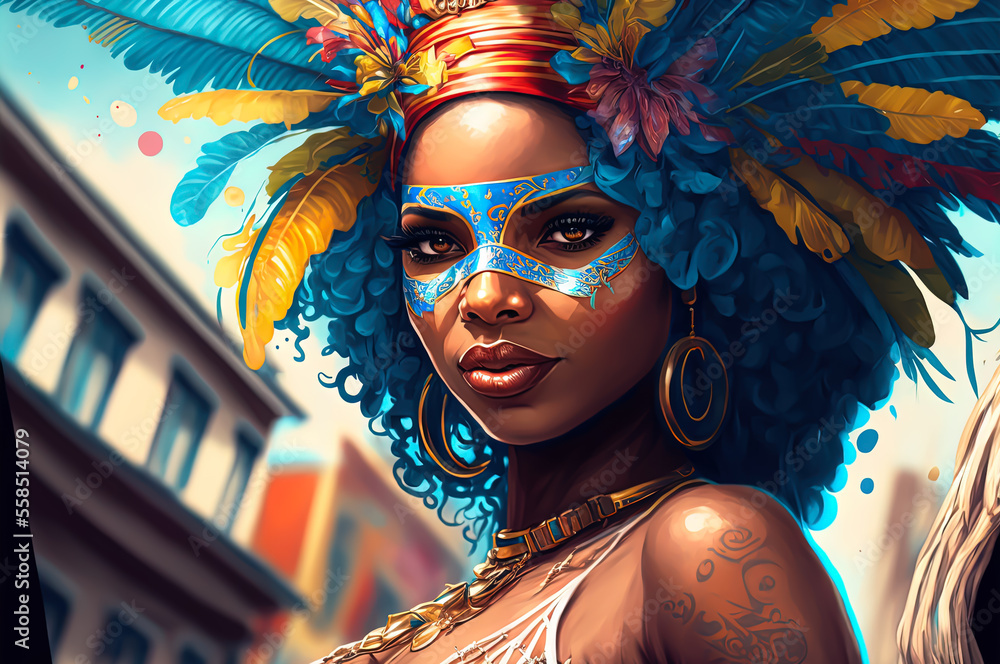 Beautiful samba dancer portrait wearing traditional costume Stock ...