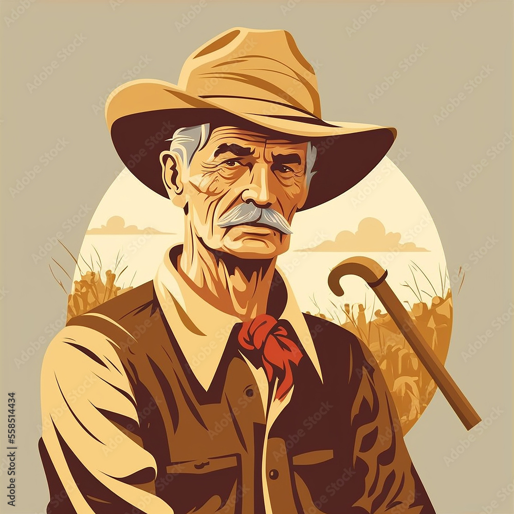 Farmer Vector Art AI Generated Stock Illustration | Adobe Stock