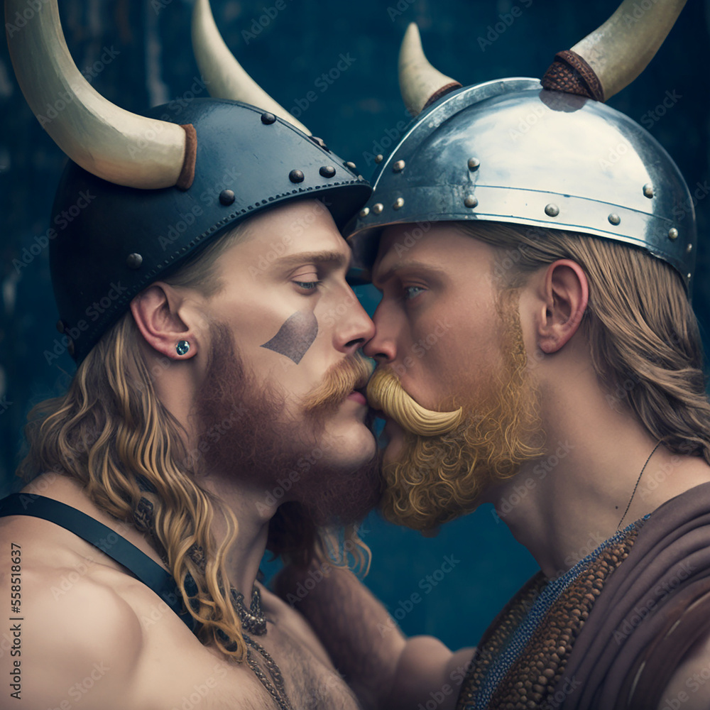 Gay Viking Romance AI Generated Stock Illustration | Adobe Stock