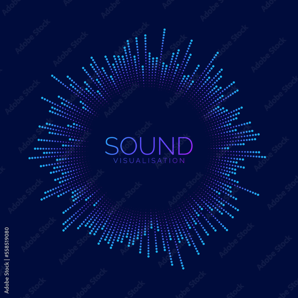 Circle sound wave visualisation. Pixel music player equalizer. Radial ...
