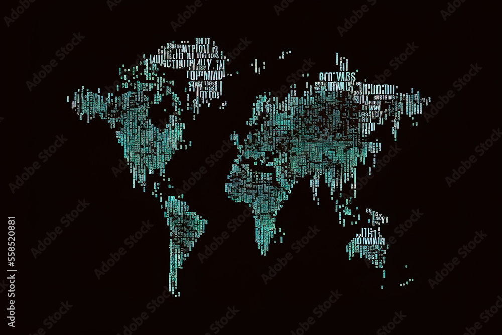 world map made from binary data code. Generative AI Stock Illustration ...