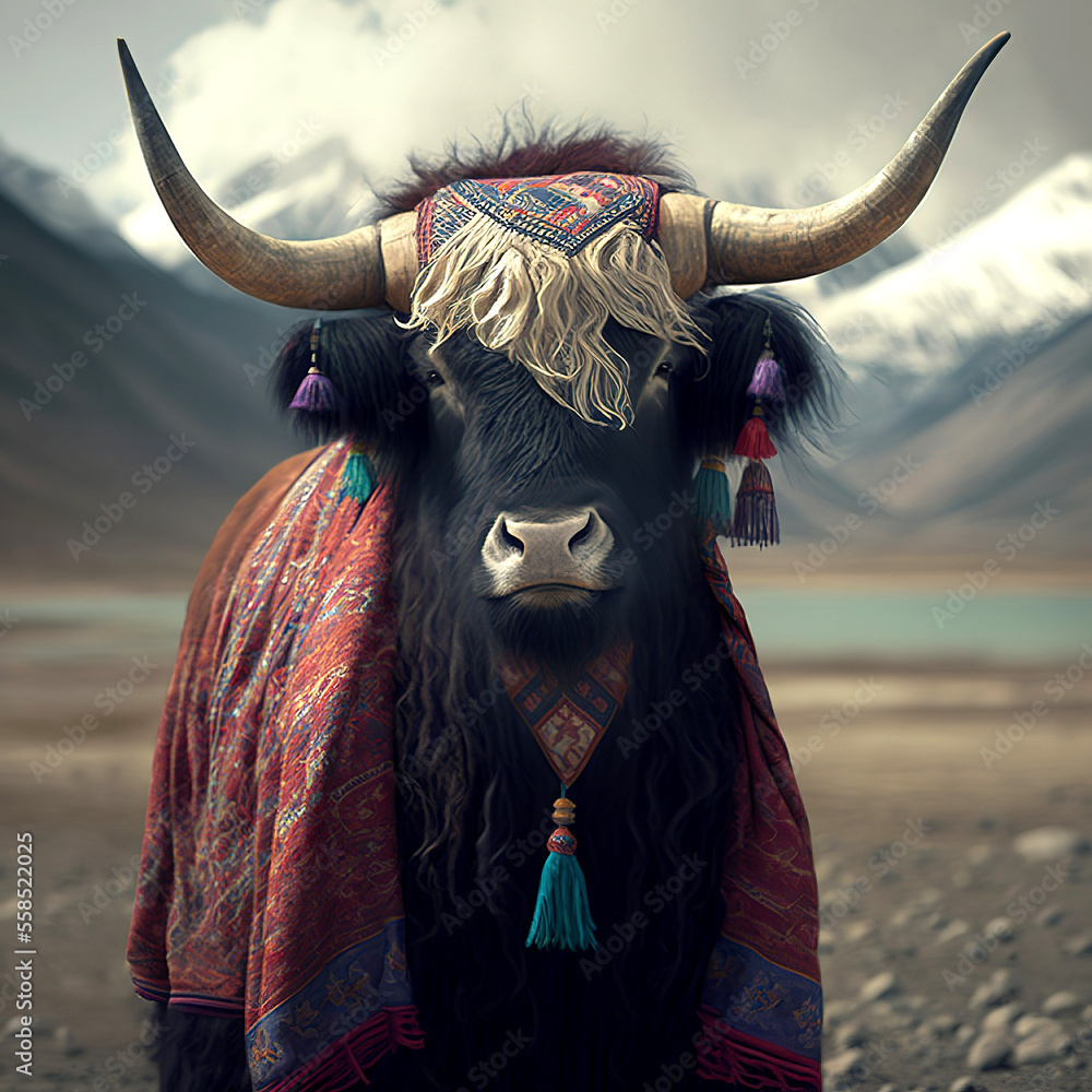 a yak is not a fashion accessory, yak portrait, generative ai Stock ...