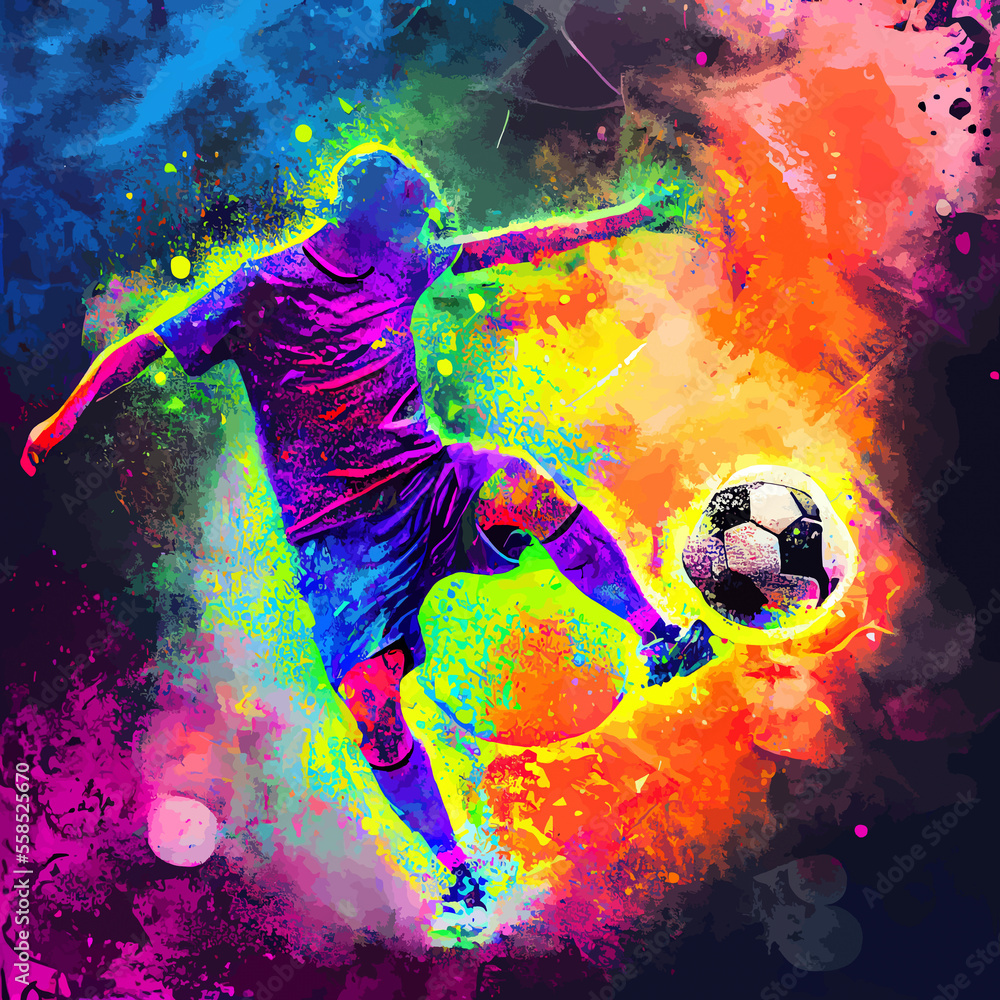 abstract football player with ball | Uwalls.co.uk