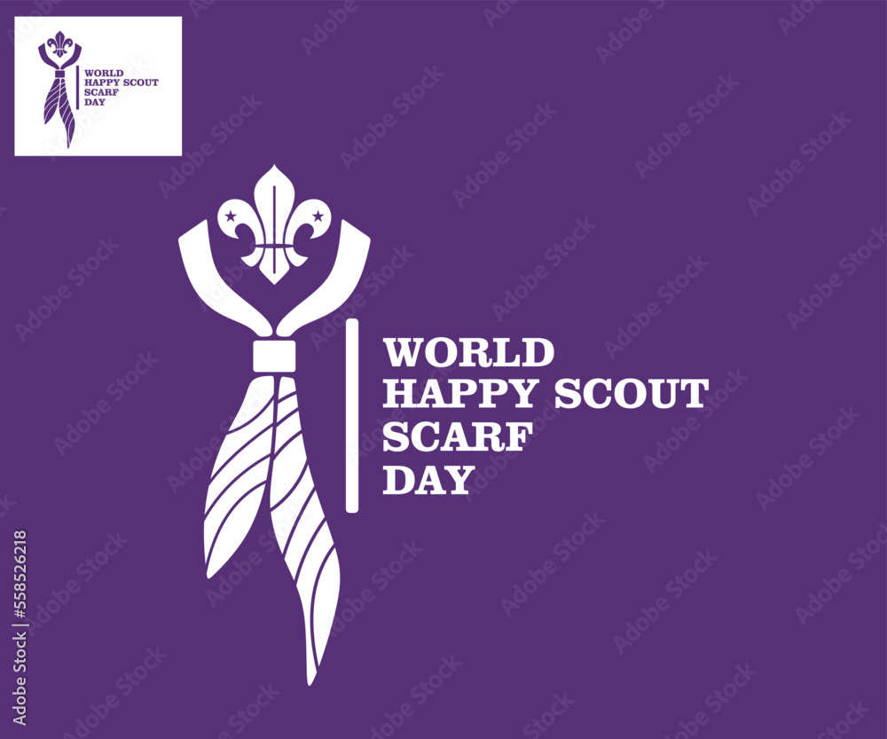 Póster scout scarf day logo, silhouette of white simple scarf vector ...