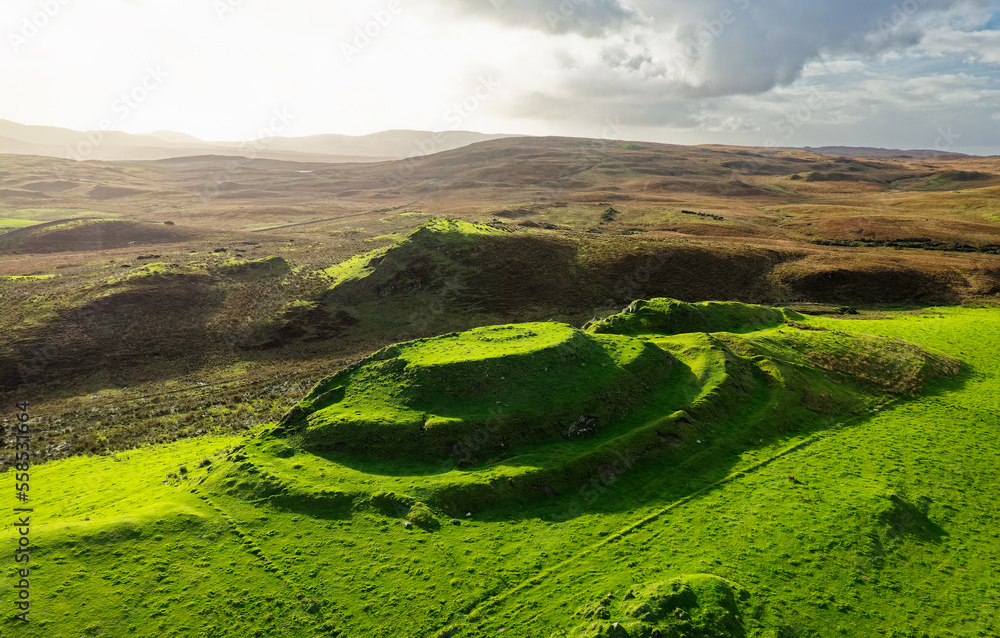 Dun Guaidhre multivalate prehistoric Iron Age fort hillfort. Kilmeny ...