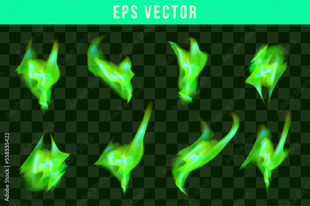 Vector of Green Fire Flame Bonfire Isolated on Background Stock Vector ...