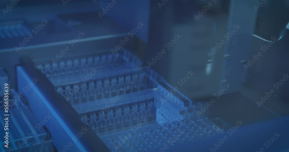 Sorting robot divides medical samples into different racks Stock Video ...