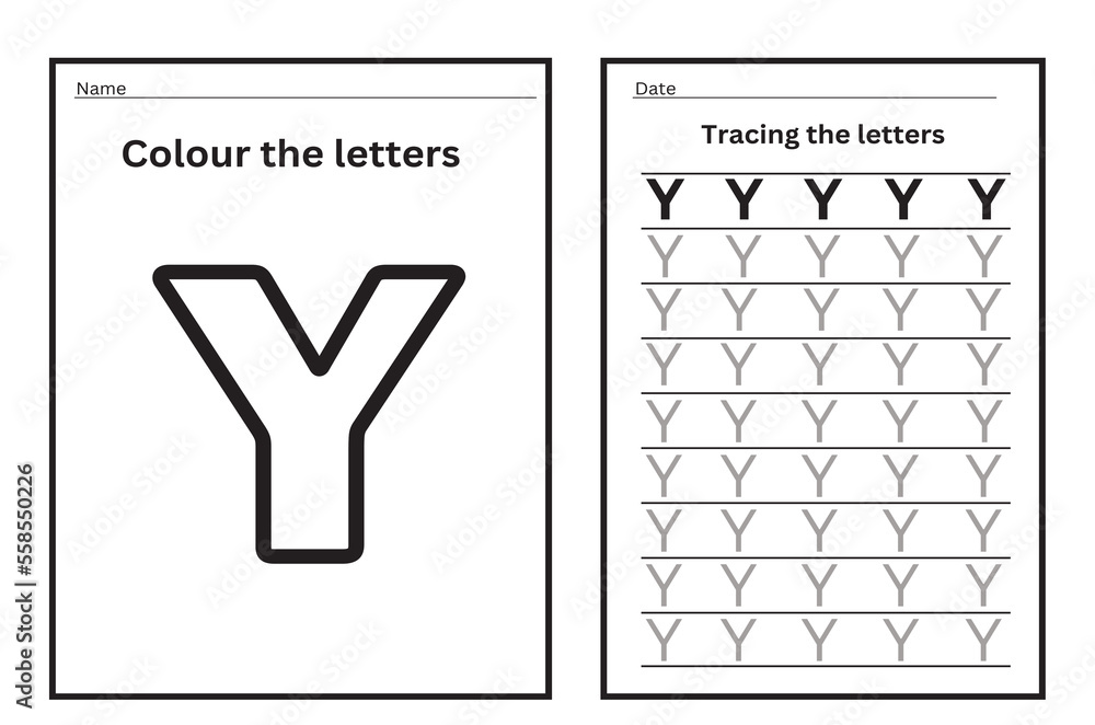Alphabet tracing practice Letter Y. Tracing practice worksheet ...