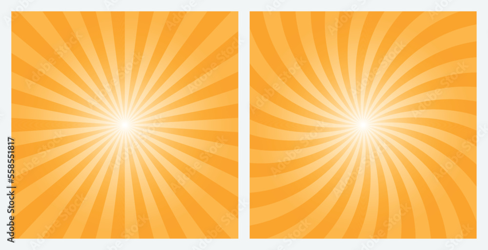 Pure Orange sunburst recto background template. Yellow rectangular ...
