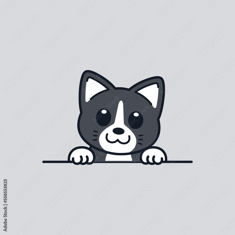 Cute Peeking Cat Vector Illustration Stock Vector | Adobe Stock