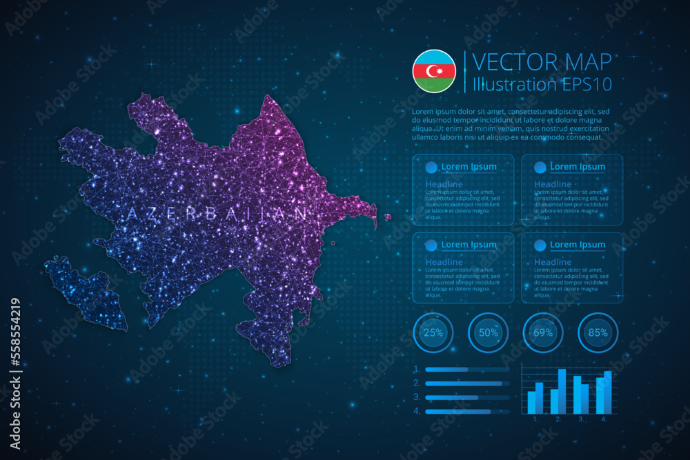 Azerbaijan map infographics template for diagram, graph, presentation and chart with abstract ...