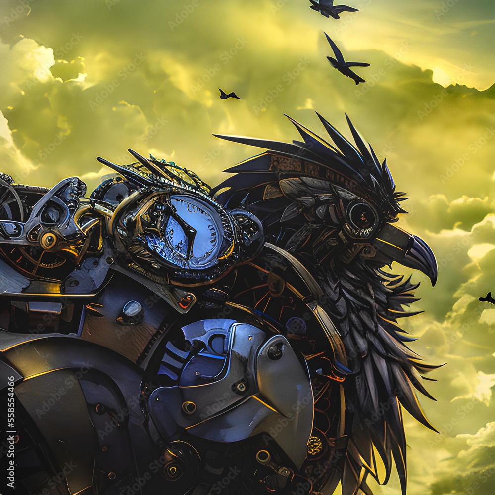 Clockwork style pigeon. Generative AI. Stock Illustration | Adobe Stock