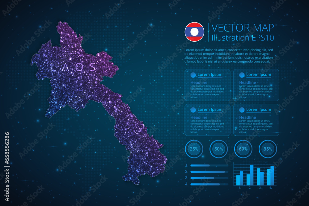 Laos map infographics template for diagram, graph, presentation and ...
