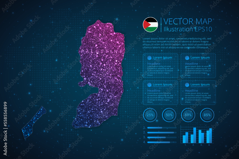 Palestine map infographics template for diagram, graph, presentation ...