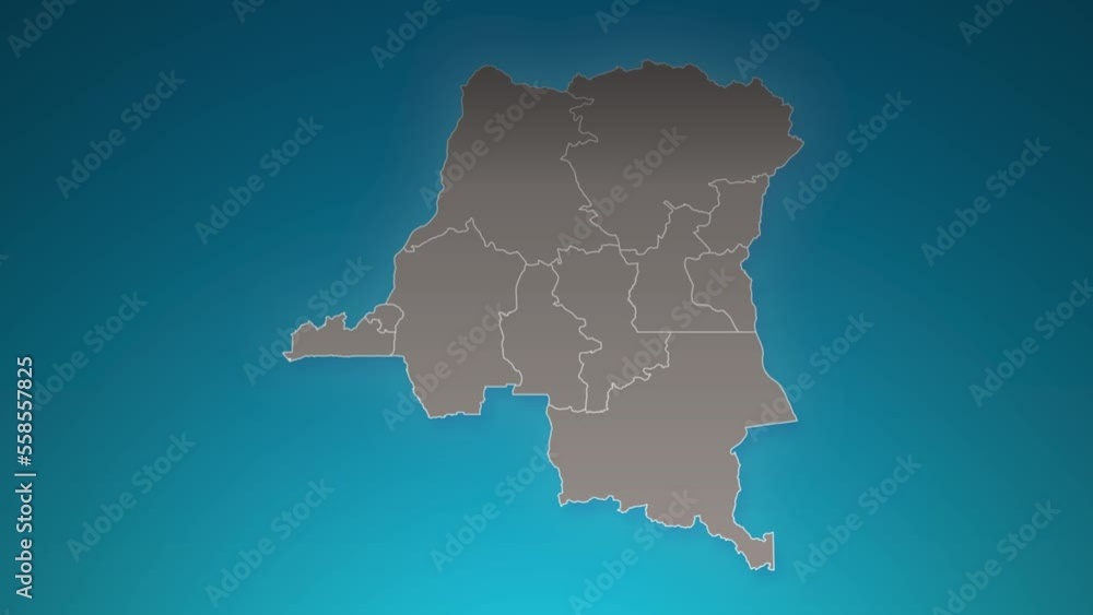 congo DR country map with zoom in Realistic Clouds Fly Through. camera ...