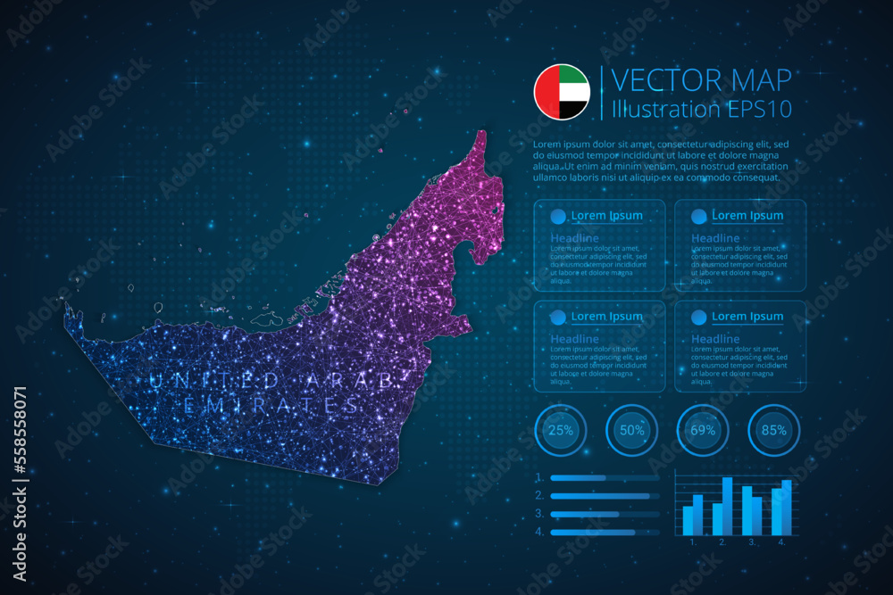 United Arab Emirates map infographics template for diagram, graph ...