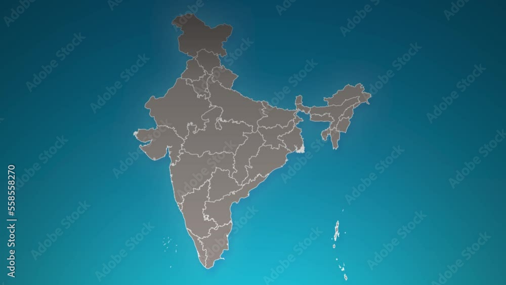india country map with zoom in Realistic Clouds Fly Through. camera ...