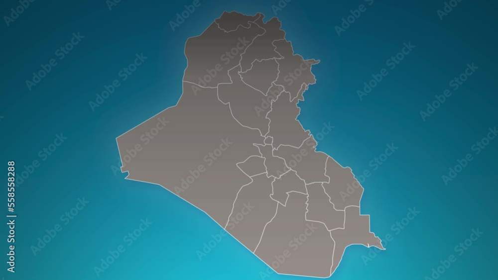 iraq country map with zoom in Realistic Clouds Fly Through. camera zoom ...
