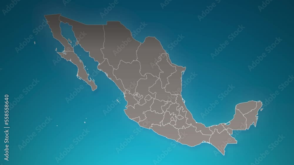 mexico country map with zoom in Realistic Clouds Fly Through. camera ...