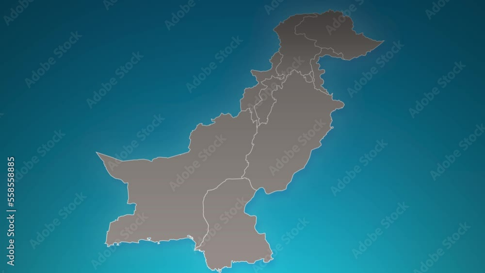 pakistan country map with zoom in Realistic Clouds Fly Through. camera ...