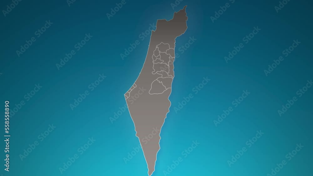 palestine country map with zoom in Realistic Clouds Fly Through. camera ...