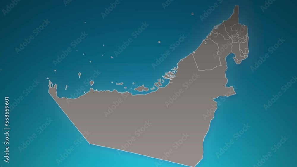 Video „united Arab Emirates country map with zoom in Realistic Clouds ...