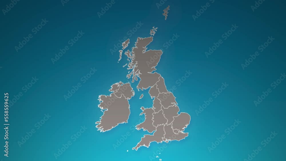 united Kingdom country map with zoom in Realistic Clouds Fly Through ...