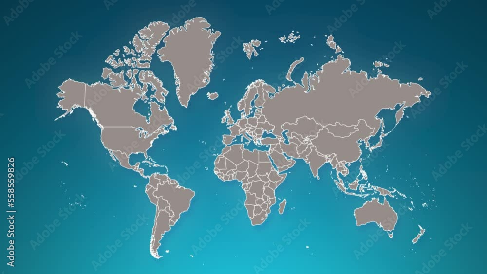 Vídeo do Stock: world country map with zoom in Realistic Clouds Fly Through. camera zoom in sky ...