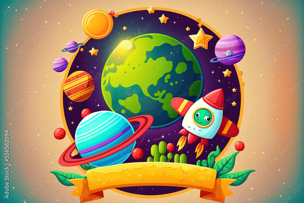 degree for children with a spacecraft and planets. Generative AI Stock ...
