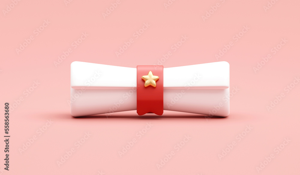 Graduation diploma rolled scroll 3d message icon isolated on white ...