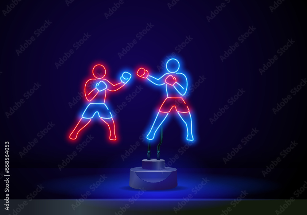 sparring boxers icon. Elements of Fight in neon style icons. Simple ...