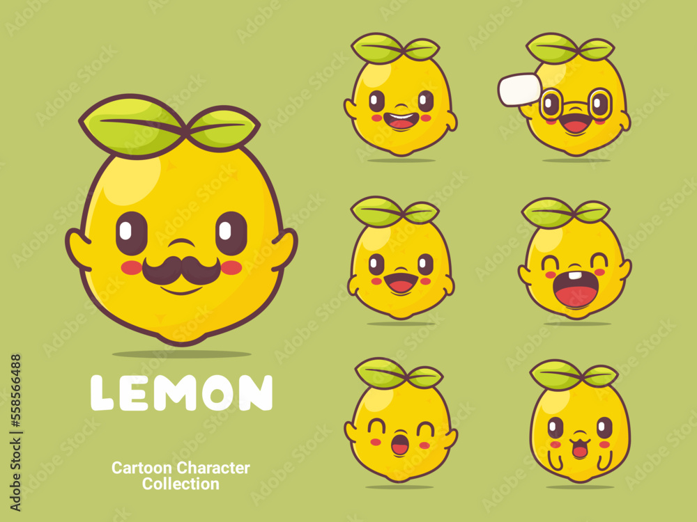 lemon cartoon character vector illustration Stock Vector | Adobe Stock