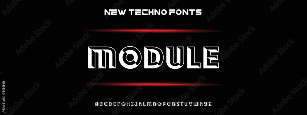 MODULE Luxury Minimal Modern Tech Alphabet Letter Fonts. Typography ...
