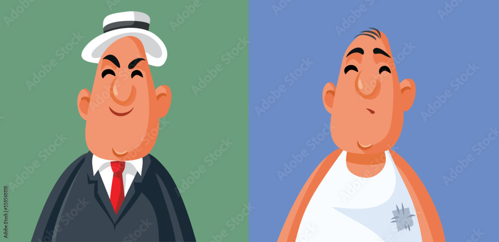 Poor Man Versus Rich Man Vector Cartoon Concept Illustration. Social ...