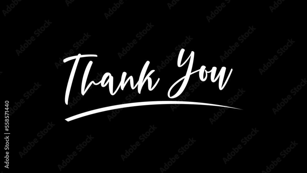 animated thank you in white color. thank you text animation ...