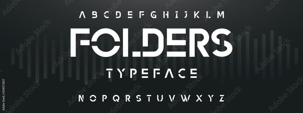 Vetor de FOLDERS Modern Bold Font. Regular Italic Number Typography ...