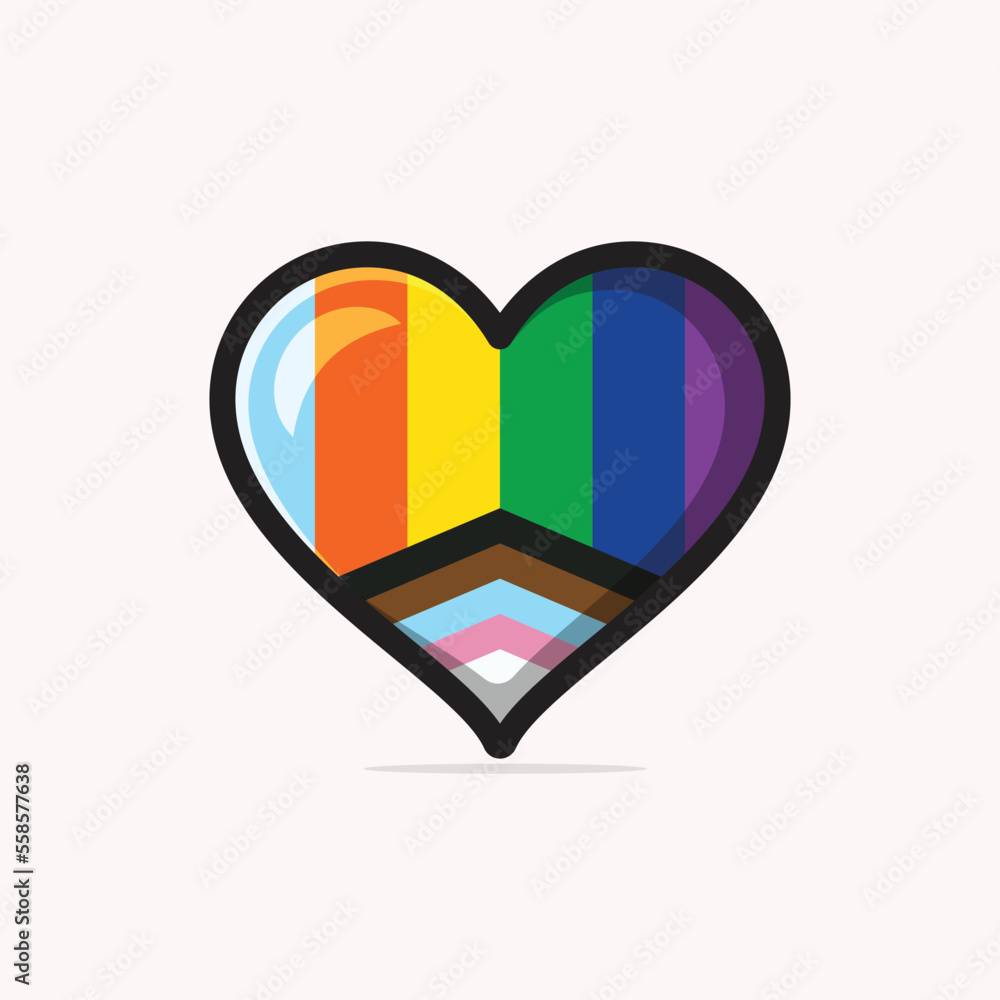 Updated pride flag in heart shape vector illustration Stock Vector ...