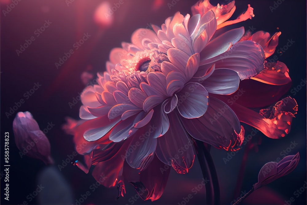 Generative AI illustration of flowers concept art. Chinese digital art ...