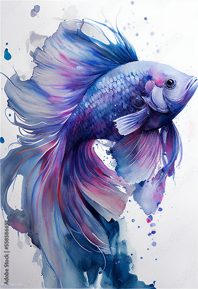 illustator of watercolour paint betta fish Stock Illustration | Adobe Stock