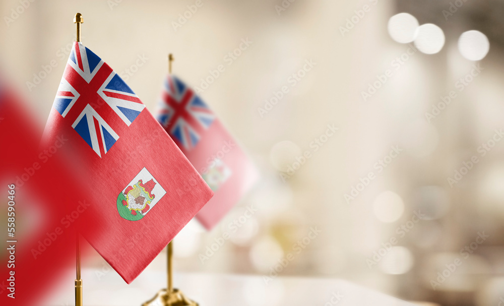 Small flags of the Bermuda on an abstract blurry background Stock Photo ...