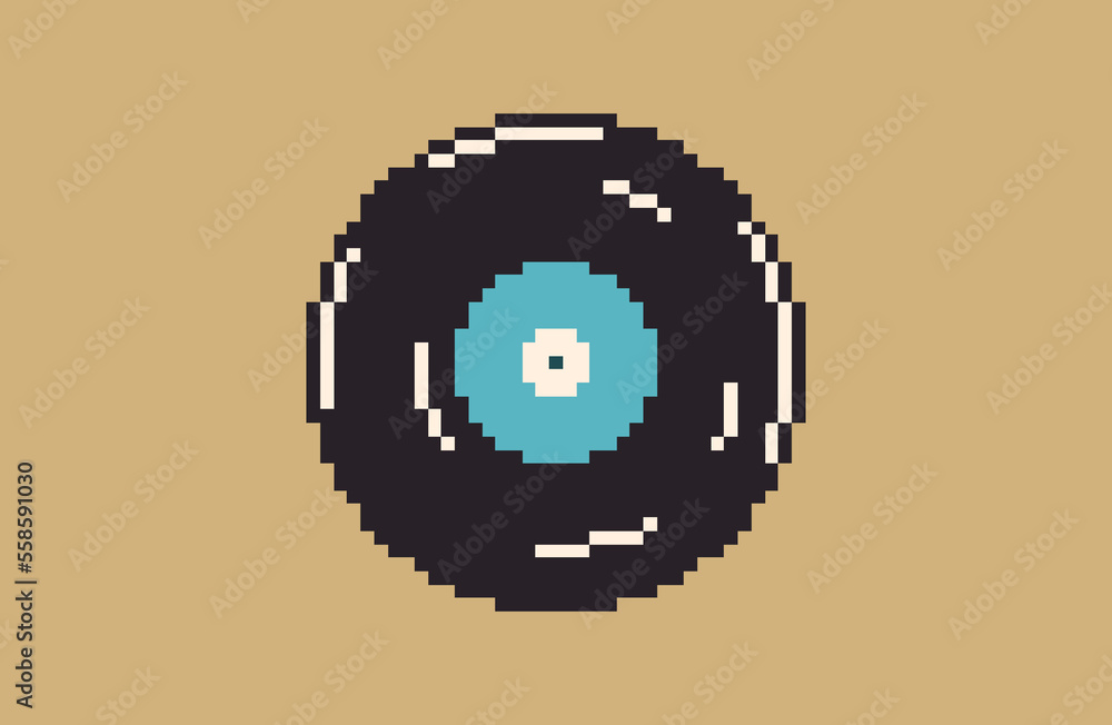 Vinyl record pixel art illustration Stock Illustration | Adobe Stock