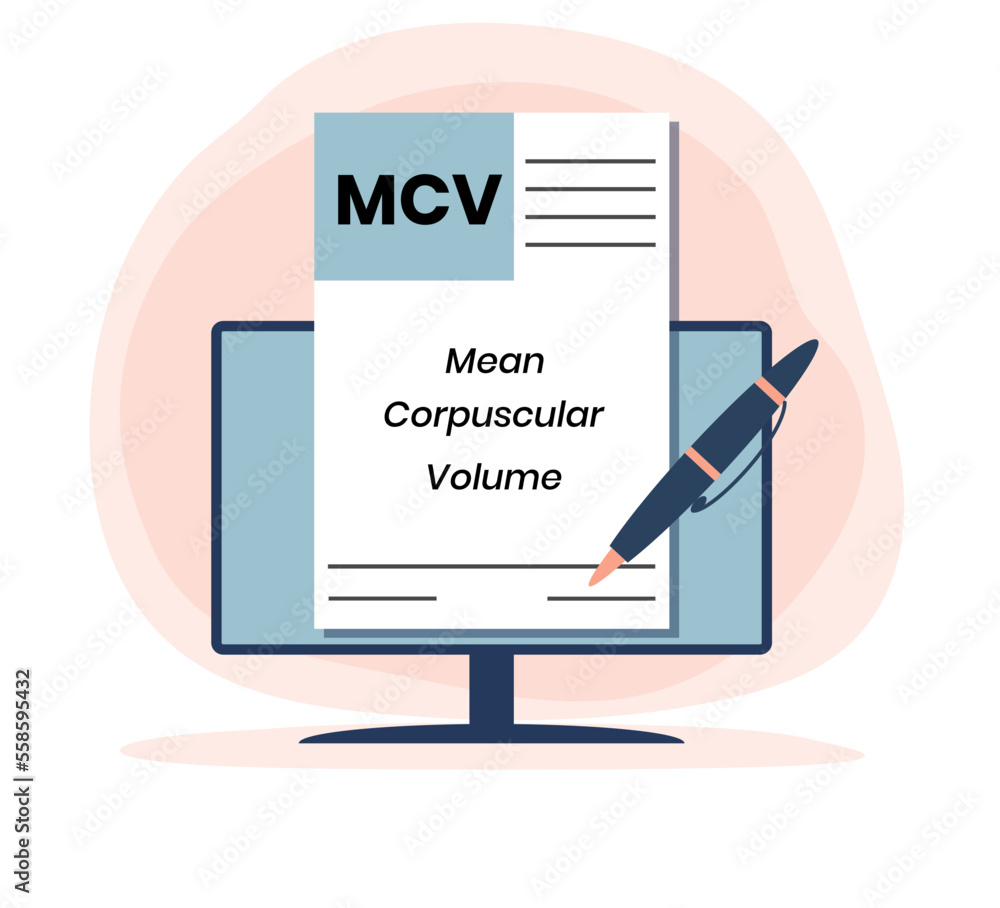 MCV - Mean Corpuscular Volume acronym. medical concept background ...