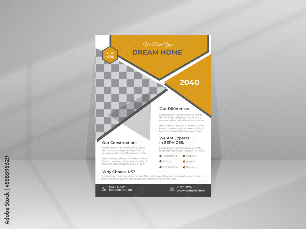 Vetor de Home Build, Civil Engineering & Construction A4 Business Flyer ...