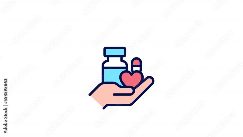 Animated drug donation color icon. Expired medical supplies. Healthcare ...