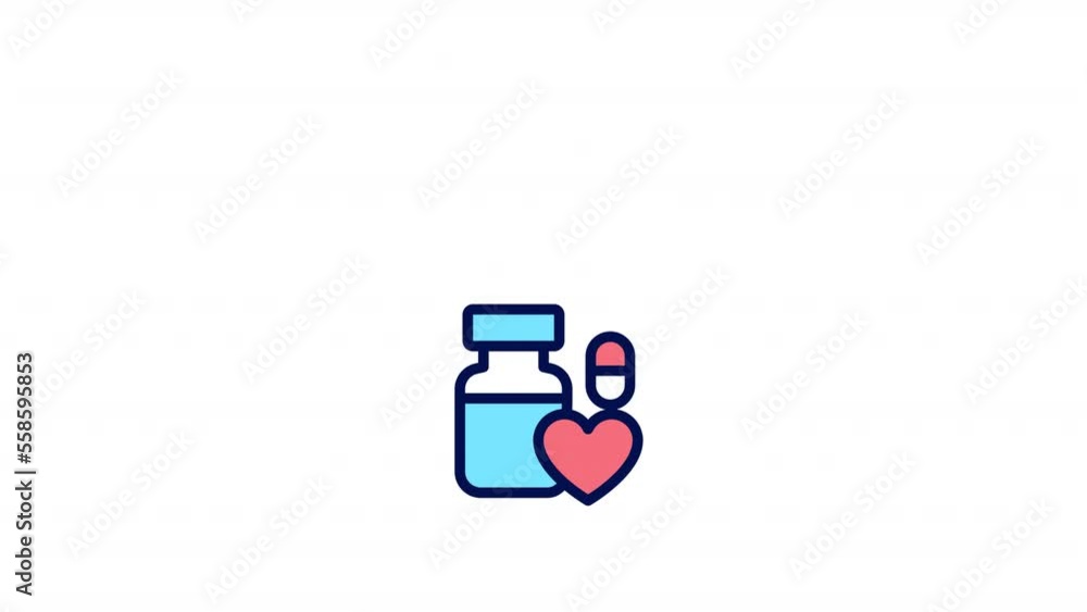 Animated medication color icon. Drug repository program. Donation from ...
