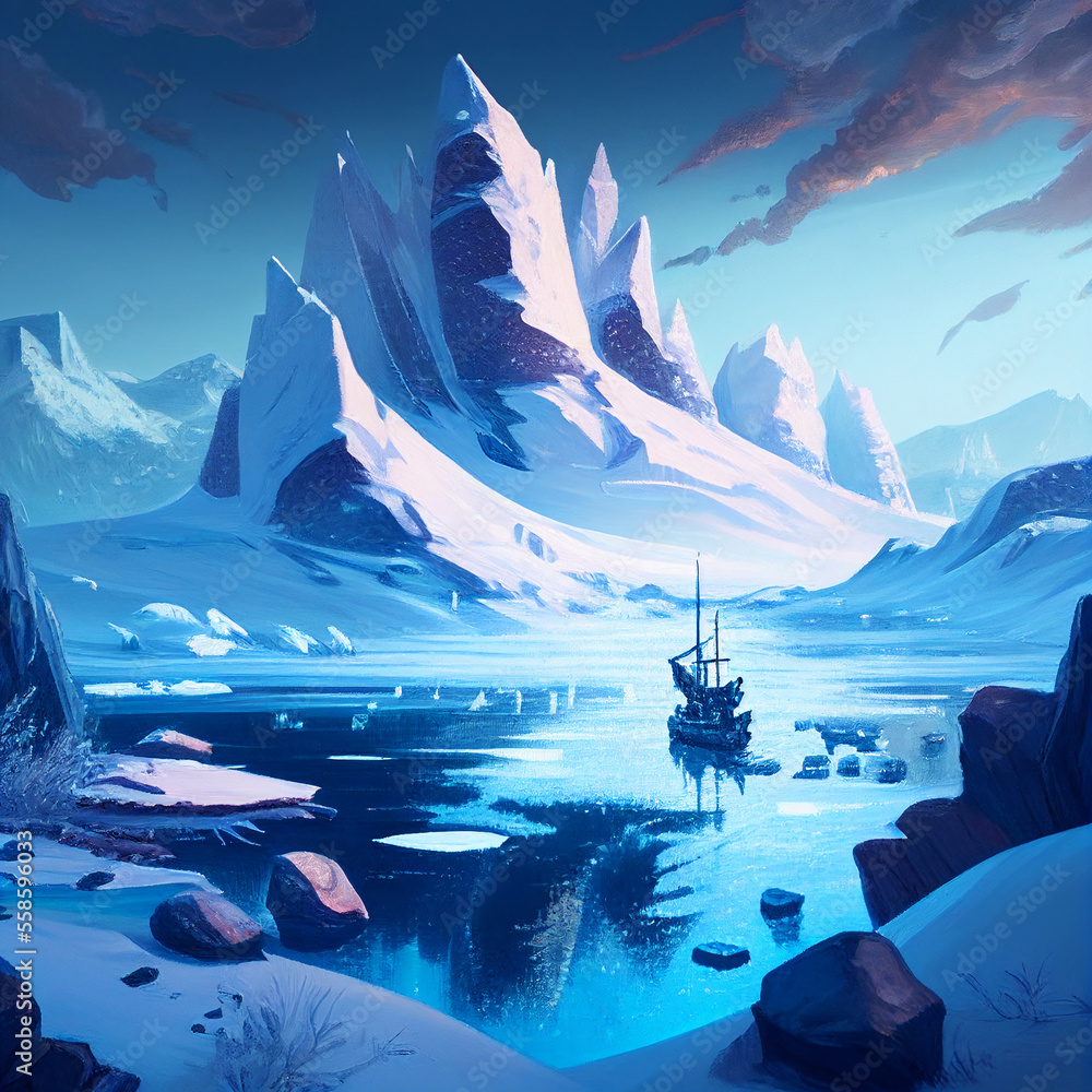 Arctic Mountain Landscape DND Roleplaying Environment Concept Ice Water ...